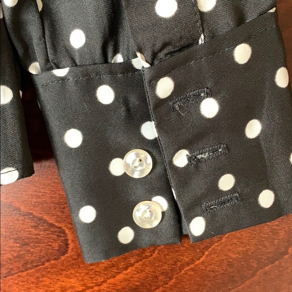 Tops | Vintage Black And White Polka Dot Button Down | Poshmark